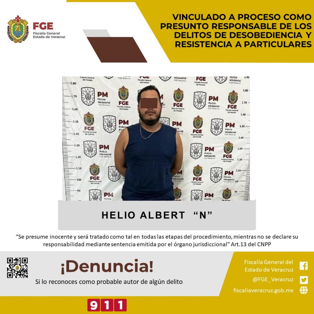 Vinculado a proceso como presunto responsable de los delitos de desobediencia y resistencia de ...