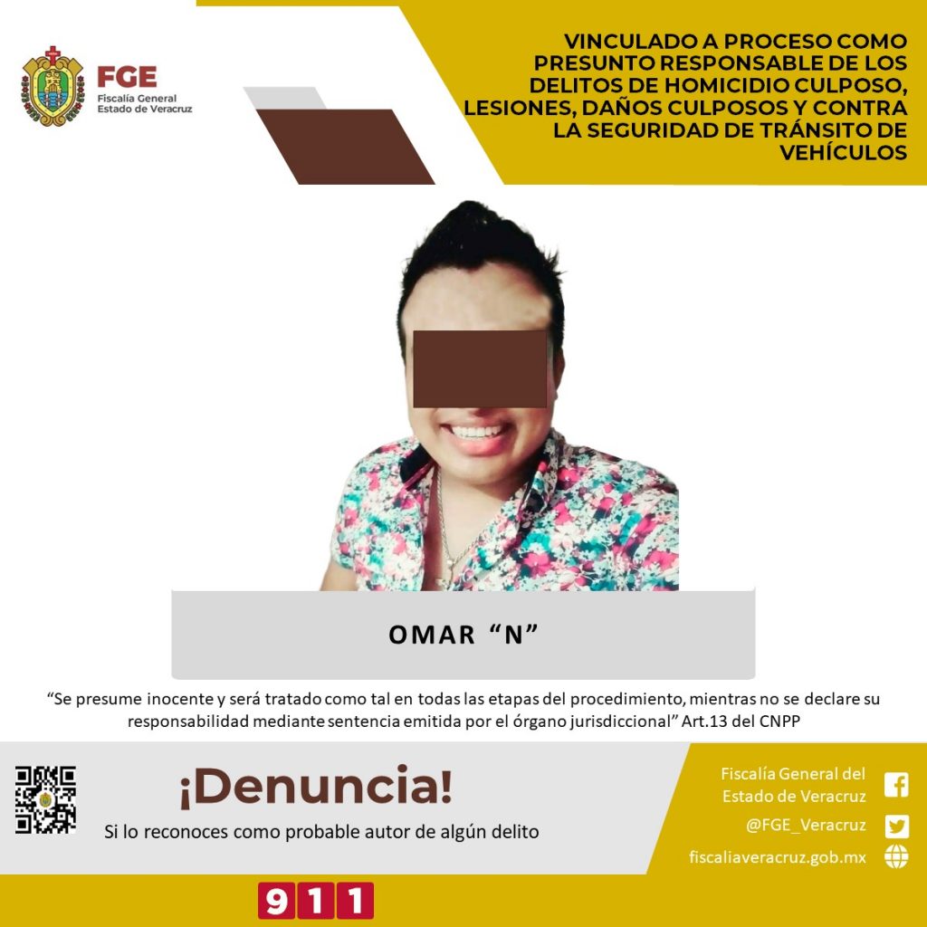Vinculado a proceso como presunto responsable de los delitos de homicidio culposo, lesiones ...