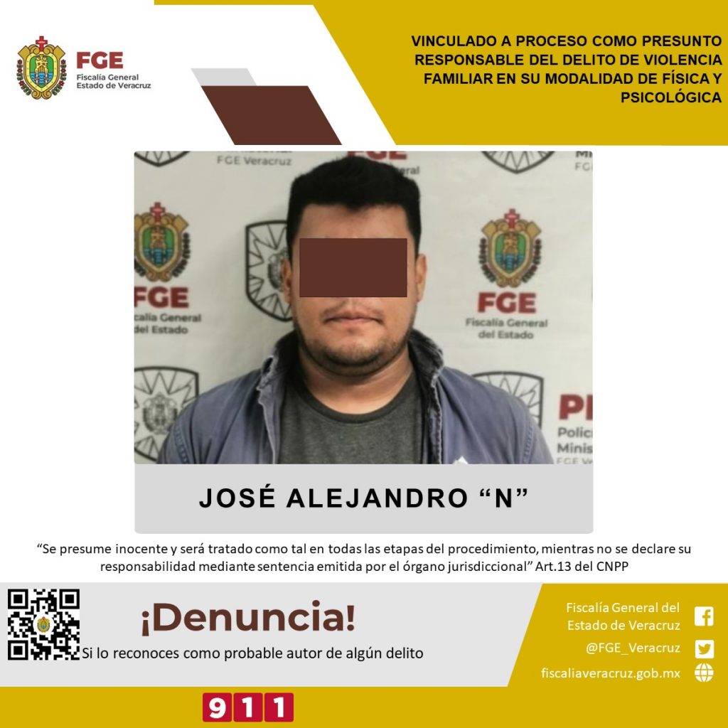 Vinculado a proceso como presunto responsable del delito de violencia familiar en su modalidad ...