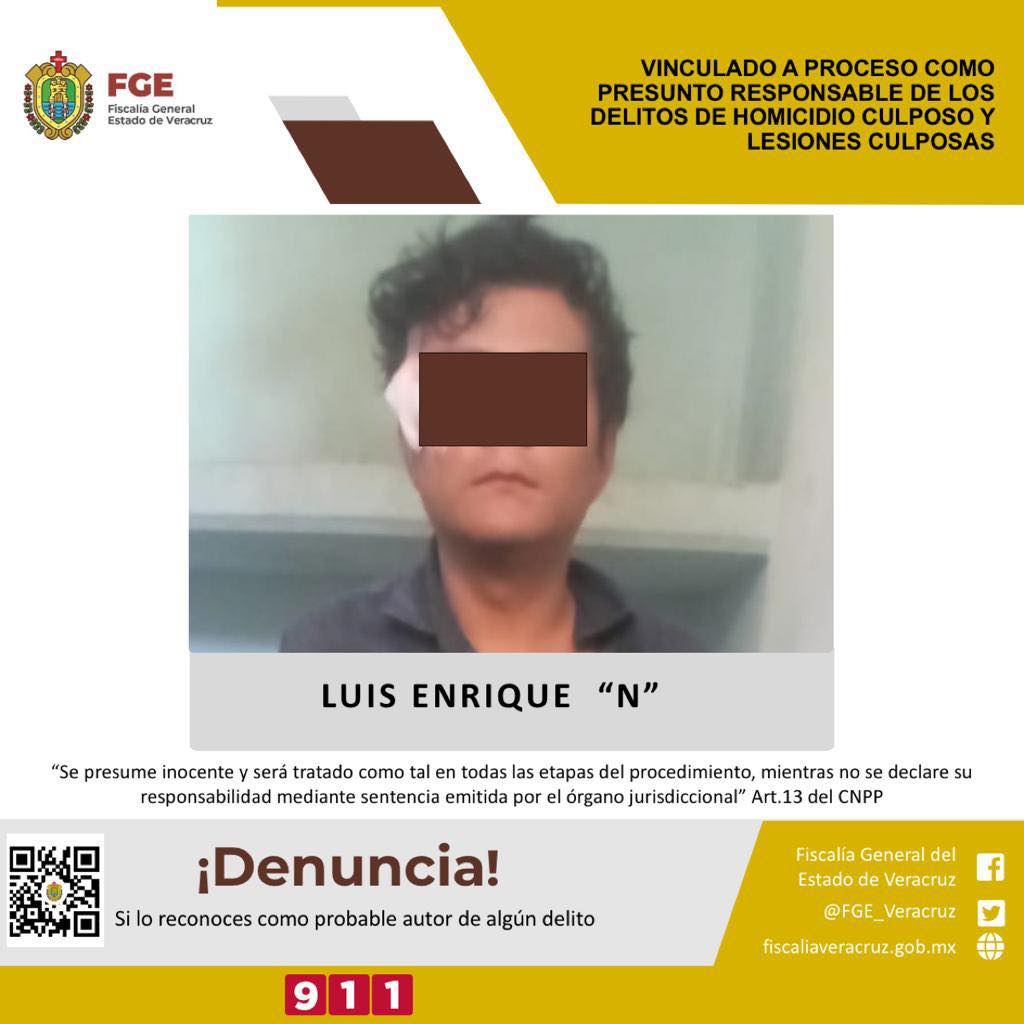 Vinculado a proceso como presunto responsable de los delitos de homicidio culposo y lesiones ...